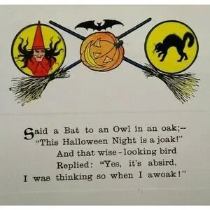 Art | Halloween Postcard Gibson Said A Bat To An Owl Poem Witch Broom ...